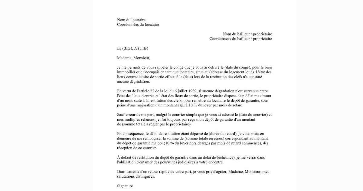 Modele De Lettre Restitution Caution Modele De Lettre - vrogue.co Modele De Lettre Restitution Caution Modele De Lettre - vrogue.co