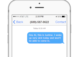 Call In Sick Text Message Service